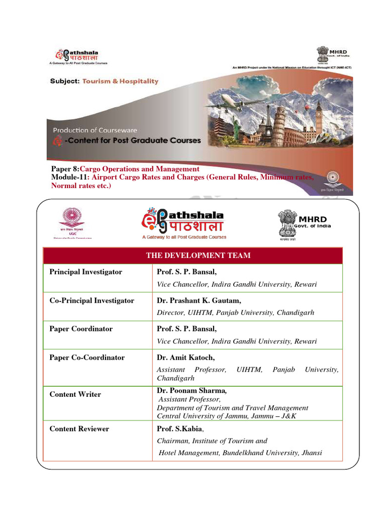 Cargo Operations and Management: Airport Cargo Rates and Charges ...