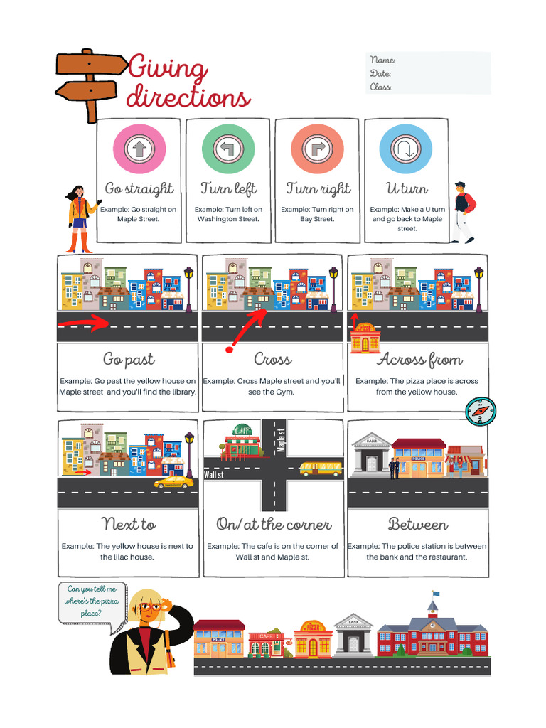 Giving Directions Vocabulary | PDF