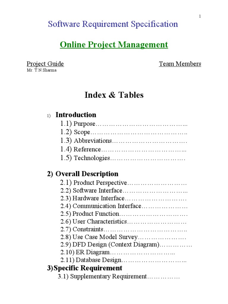 Online Project Management: Software Requirement Specification | PDF | Web Server | Internet & Web