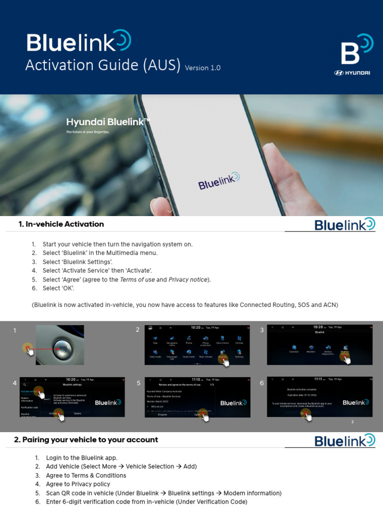 Bluelink Activation Guide (AUS) | PDF | Technology & Engineering