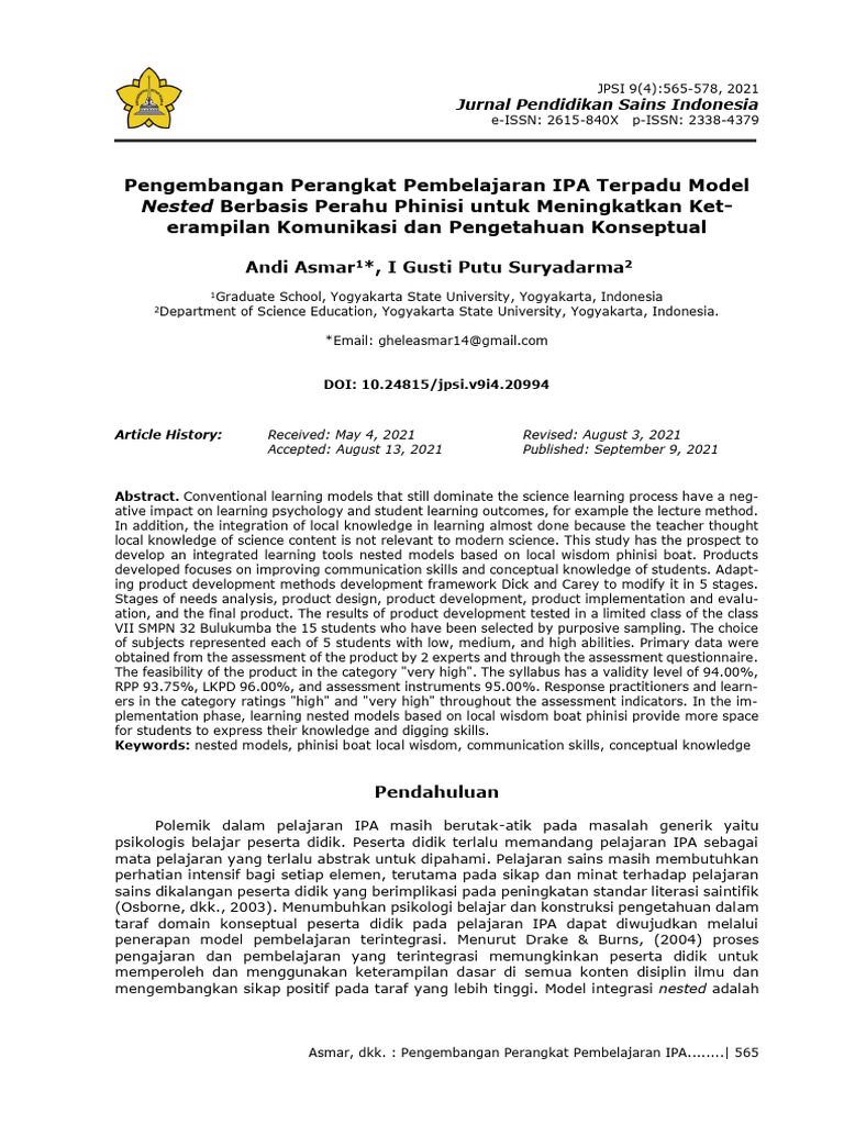 Pengembangan Perangkat Pembelajaran IPA | PDF | Science | Instructional Design