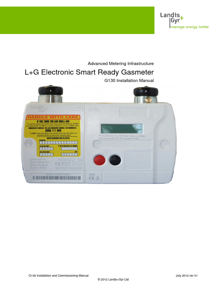 Instructions G130 Electronic Gas Meter 1 | PDF | Menu (Computing) | Valve