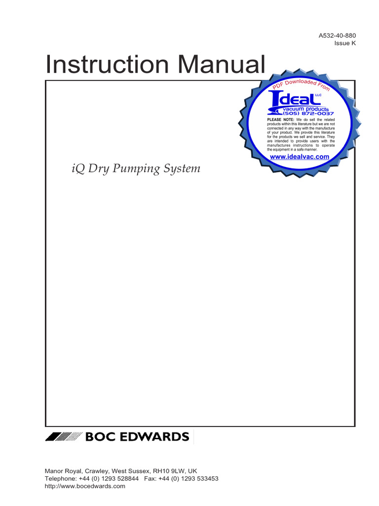 iQ Dry Pumping System Manual | PDF | Pump | Applied And ...
