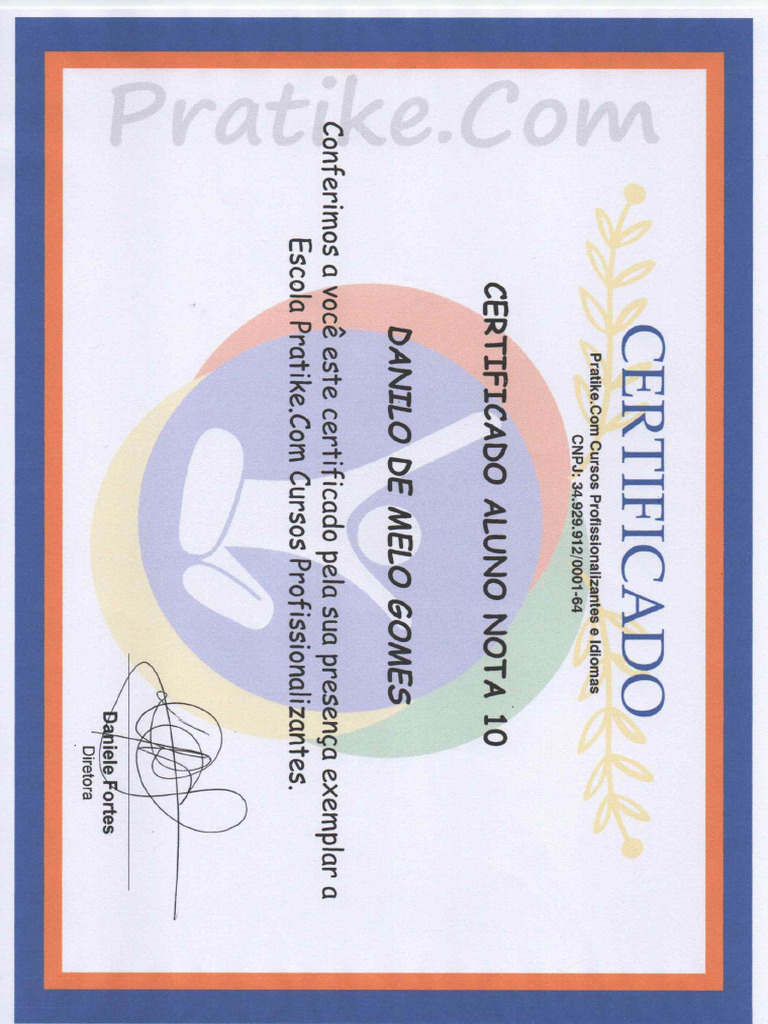 Certificado Aluno Nota 10 | PDF