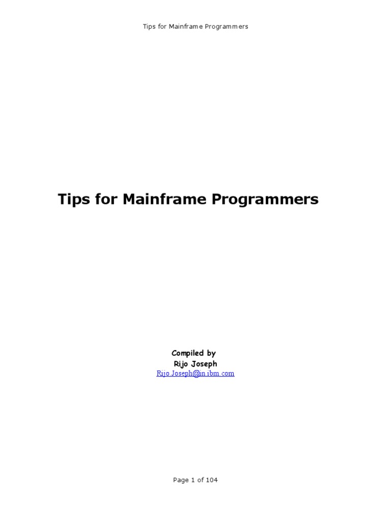 Tips For Mainframe Programmers | PDF | Central Processing Unit ...