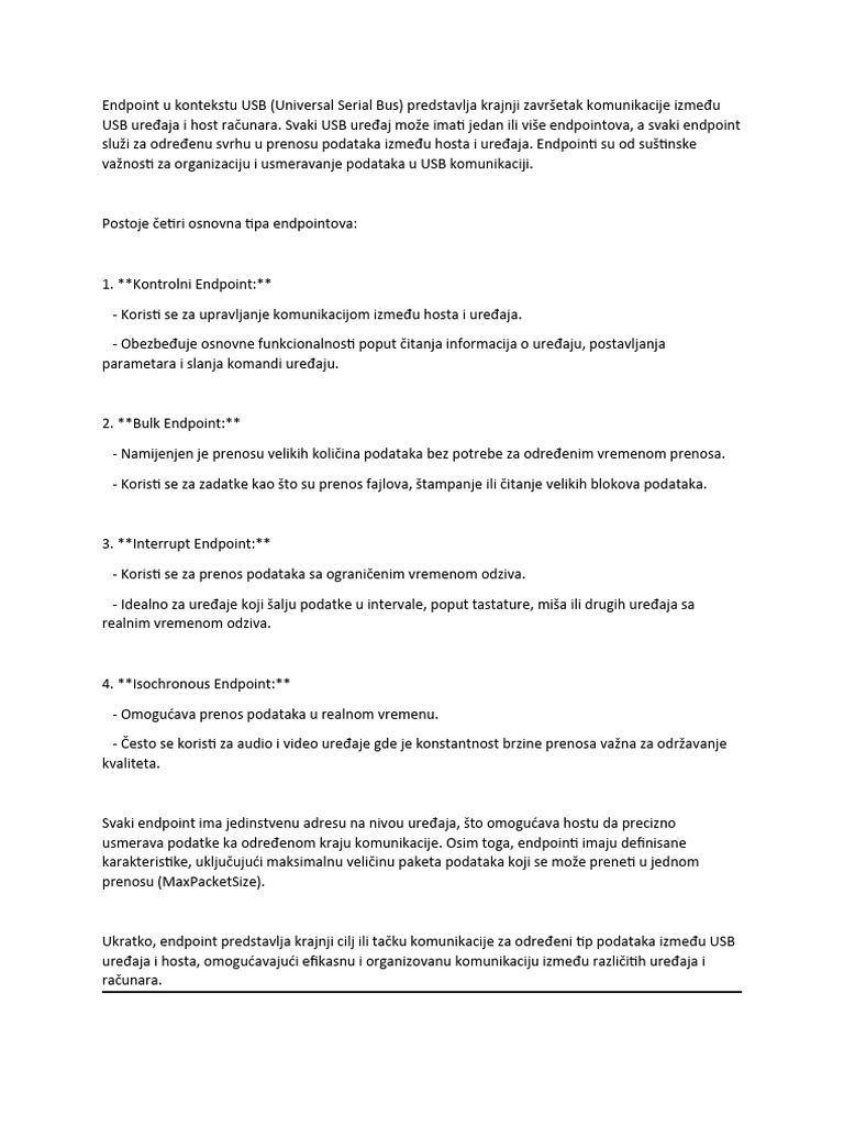Endpoint U Kontekstu USB | PDF