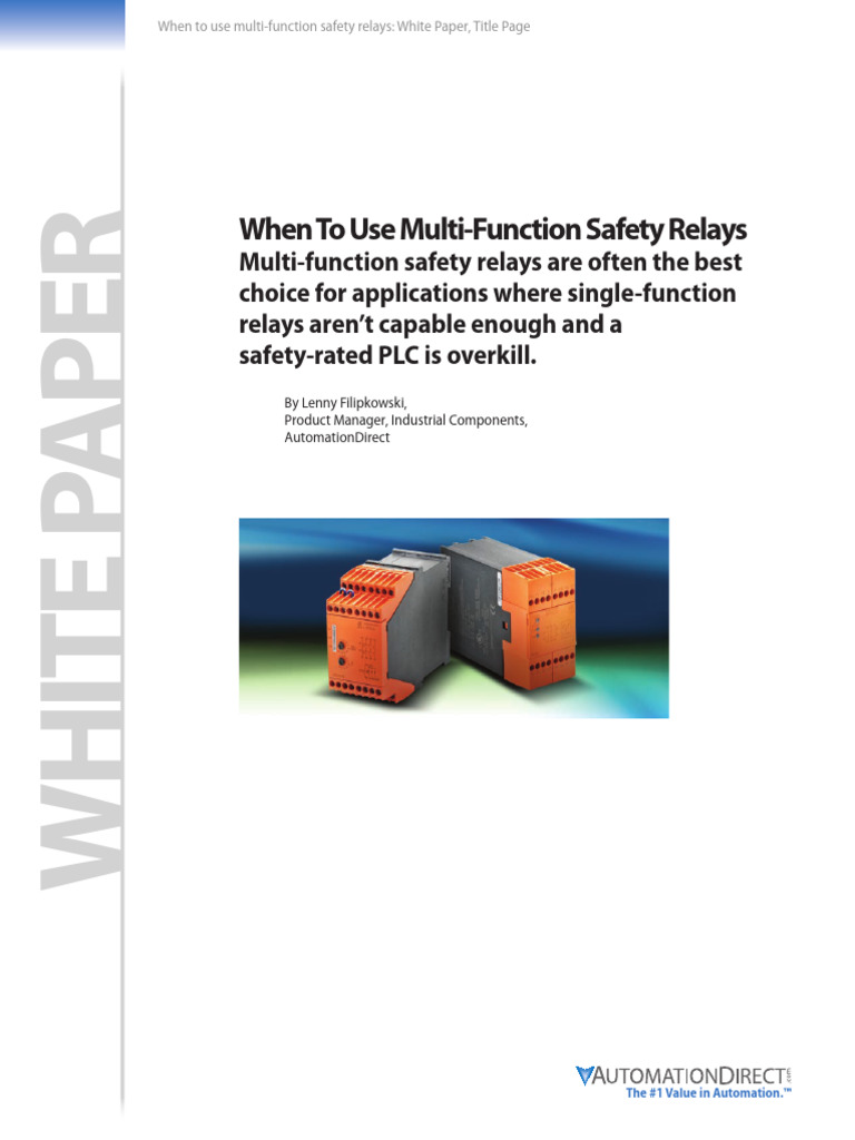 When To Use Multi Function Safety Relays White Paper | PDF ...