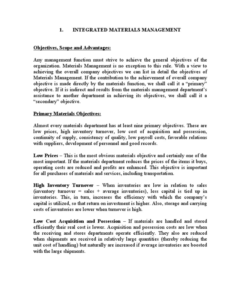 Integrated Materials Management | PDF | Inventory | Supply Chain