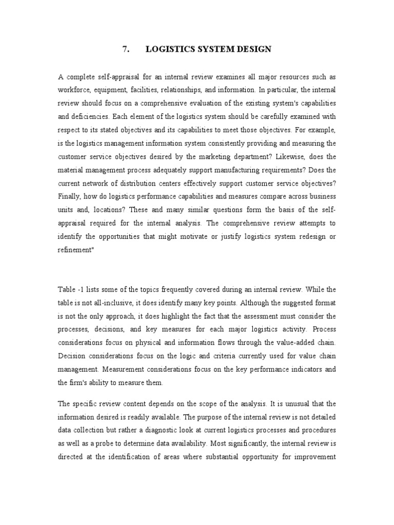 Logistic System Design | PDF | Logistics | Supply Chain