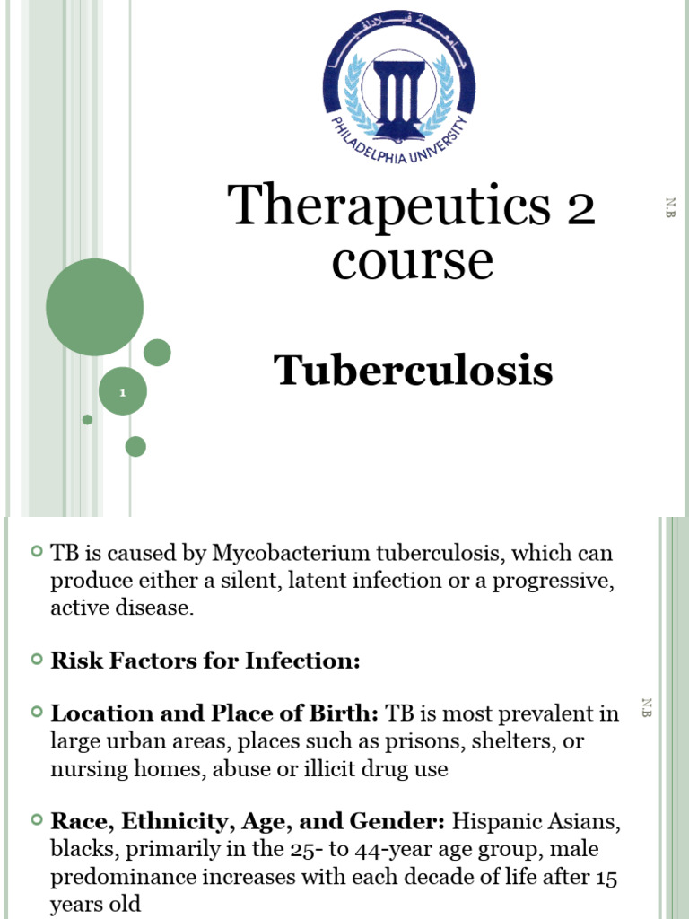 Therapeutics 2 Course: Tuberculosis | PDF | Tuberculosis | Infection