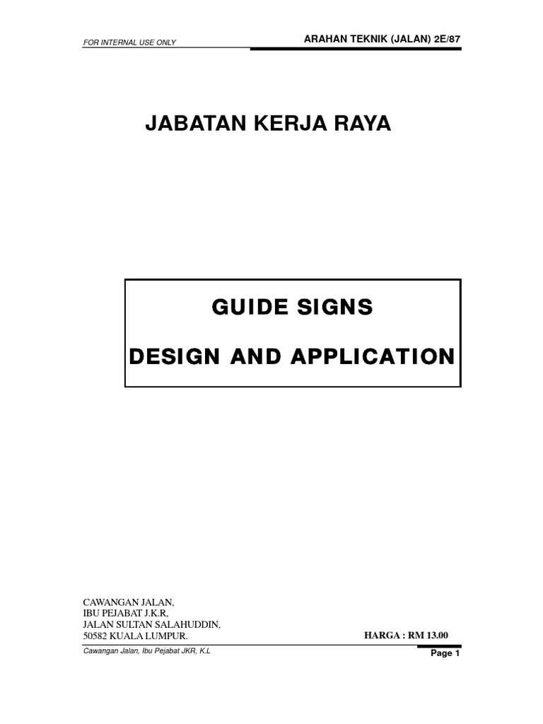 Arahan Teknik Jalan 2e 87 Guide Signs de | PDF | Traffic | Road ...