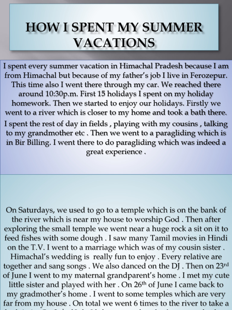 How I Spent My Summer Vacations | PDF