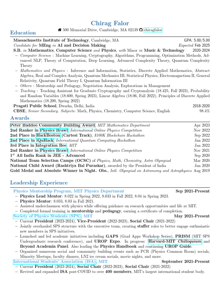 Chirag Falor: Education | PDF | Mathematics | Physics