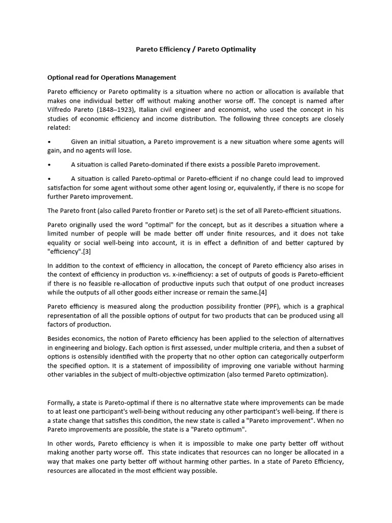 Pareto Efficiency | Download Free PDF | Pareto Efficiency | Welfare Economics