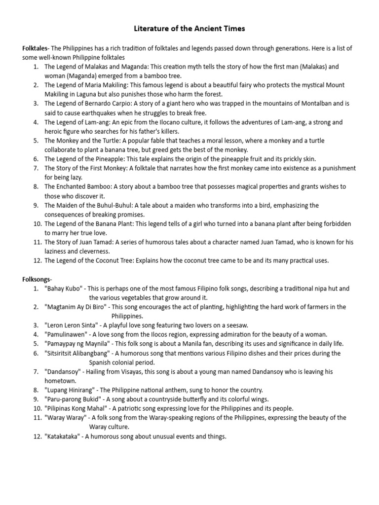 Literature of The Ancient Times | PDF | Poetry | Fable