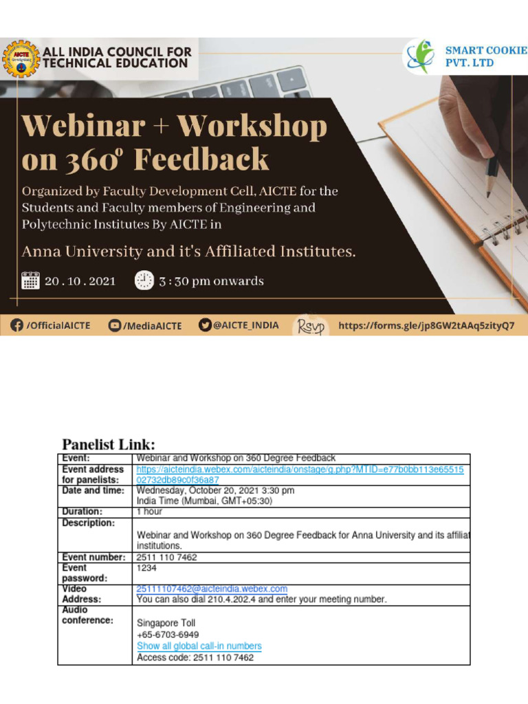 AICTE 360 Degree Feedback Webinar | PDF | Login | Password