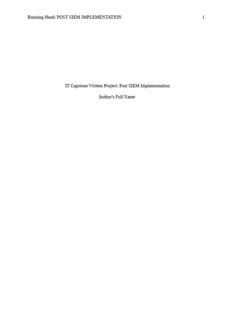 Order 7870856 Post SIEM Implementation Final | PDF | Computer Security | Security