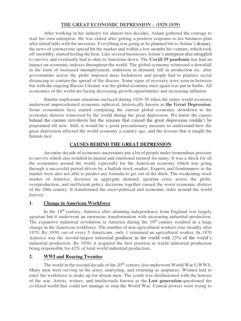 Understanding the Great Depression (1929-39) | PDF | Great Depression ...