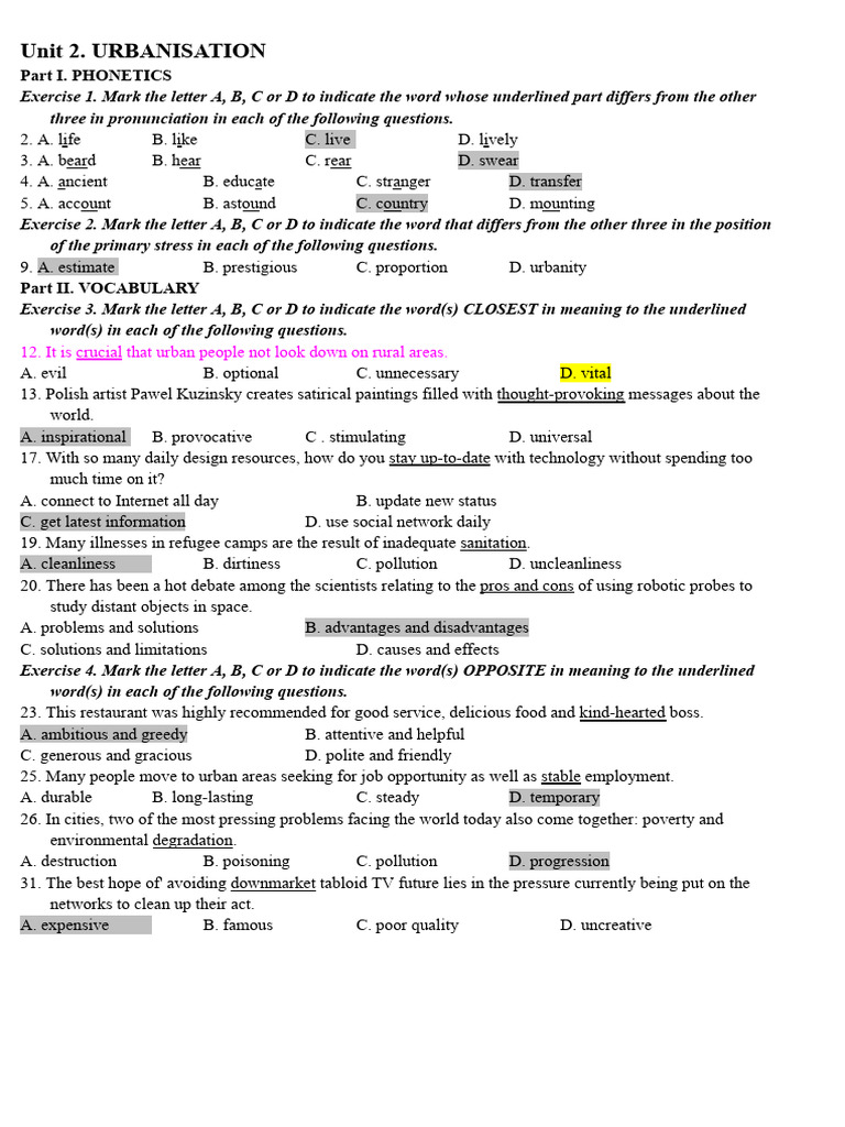 Urbanization: Phonetics, Vocabulary, Grammar Exercises | PDF | Cost Of Living | Urbanization