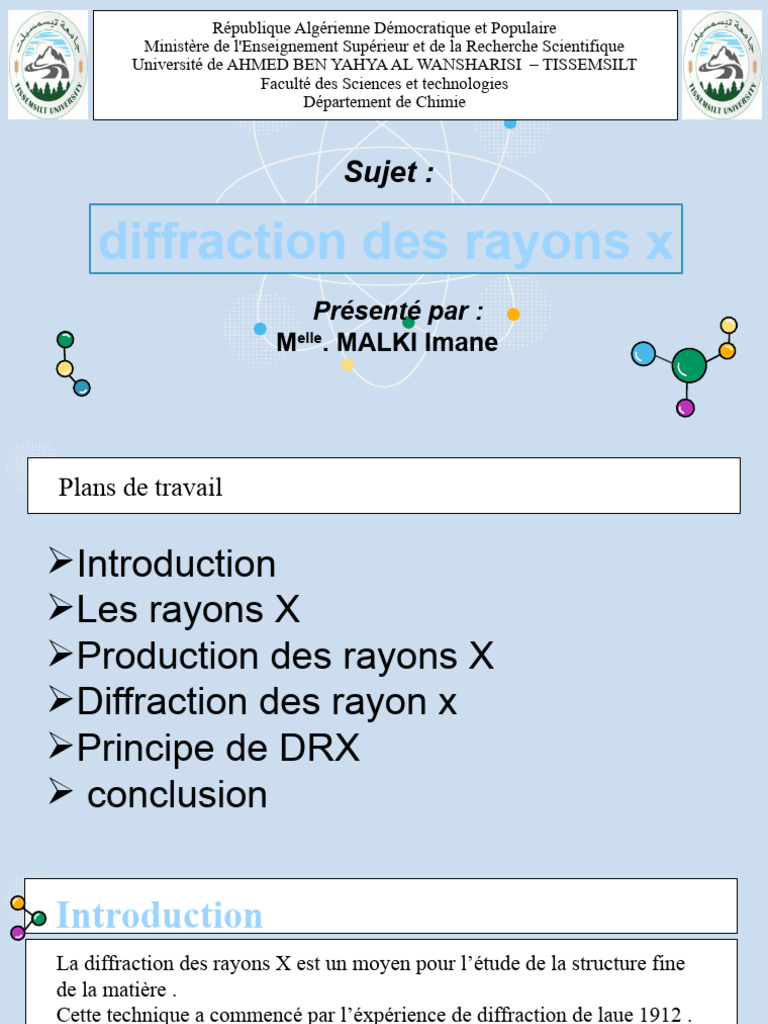 Principe de la Diffraction des Rayons X | PDF | Cristallographie aux ...
