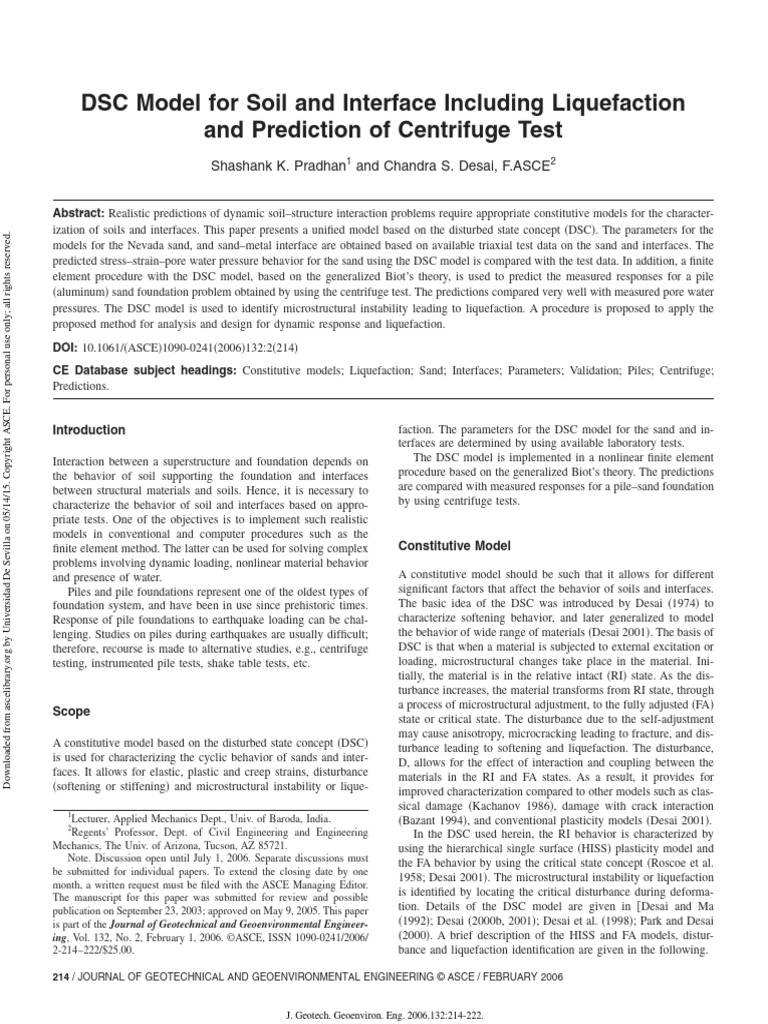 DSC Model For Soil and Interface Including Liquefaction and Prediction ...