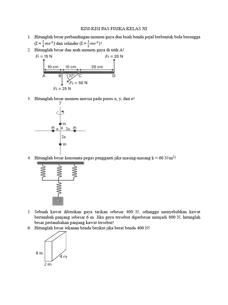 Kisi-Kisi Pas Fisika Kelas Xi | PDF