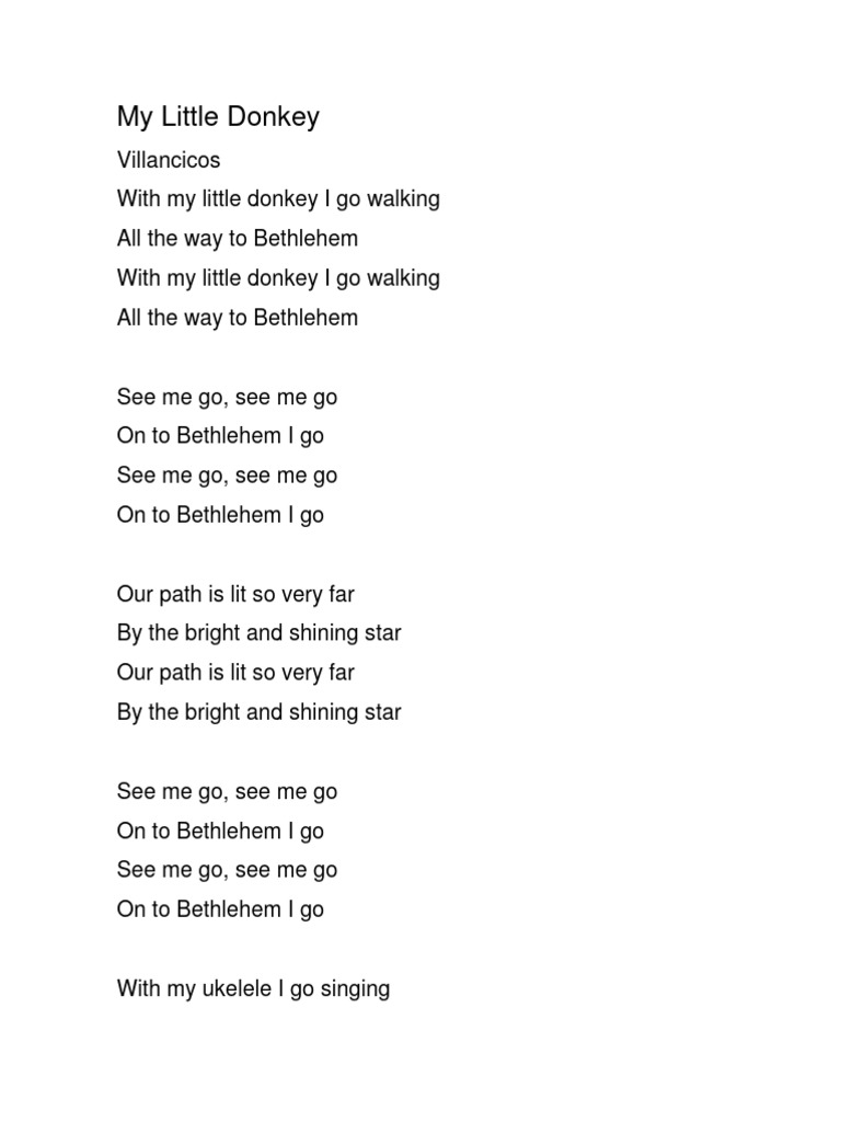 Little Donkey Christmas Song Lyrics | PDF