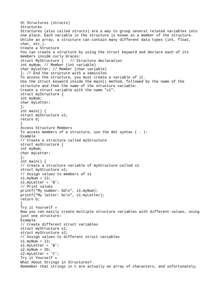 C Structure | PDF | Computer Data | Computer Programming