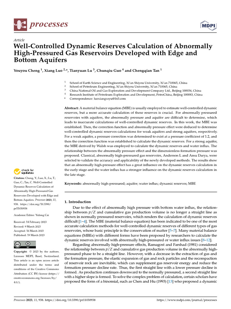 Well-Controlled Dynamic Reserves Calculation of Ab | PDF | Gases | Petroleum Reservoir