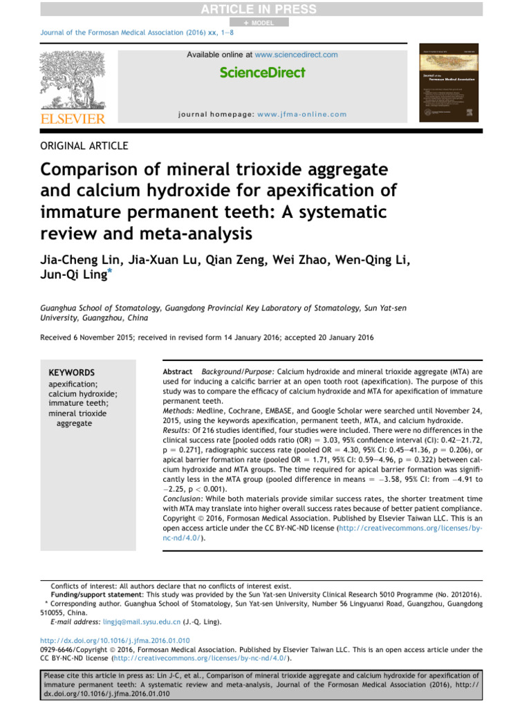 2016 Comparison of Mineral Trioxide Aggregate and Calcium Hydroxyde For ...