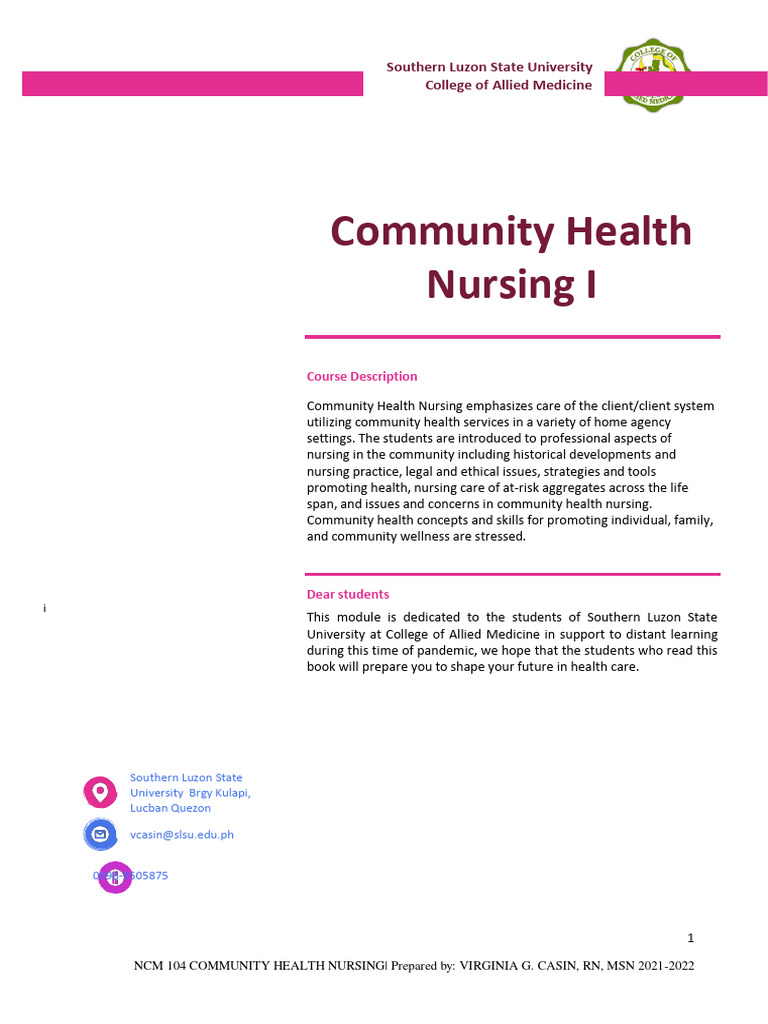 CHN Module | PDF | World Health Organization | Health Care