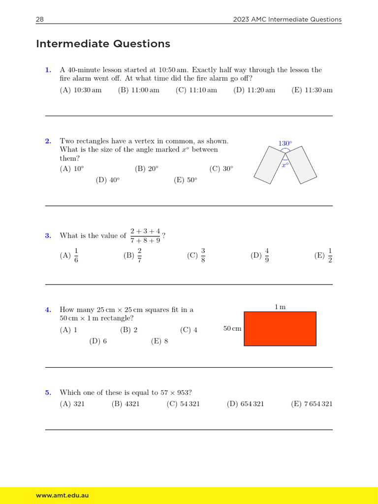2023 AMC Intermediate | PDF | Area | Elementary Mathematics