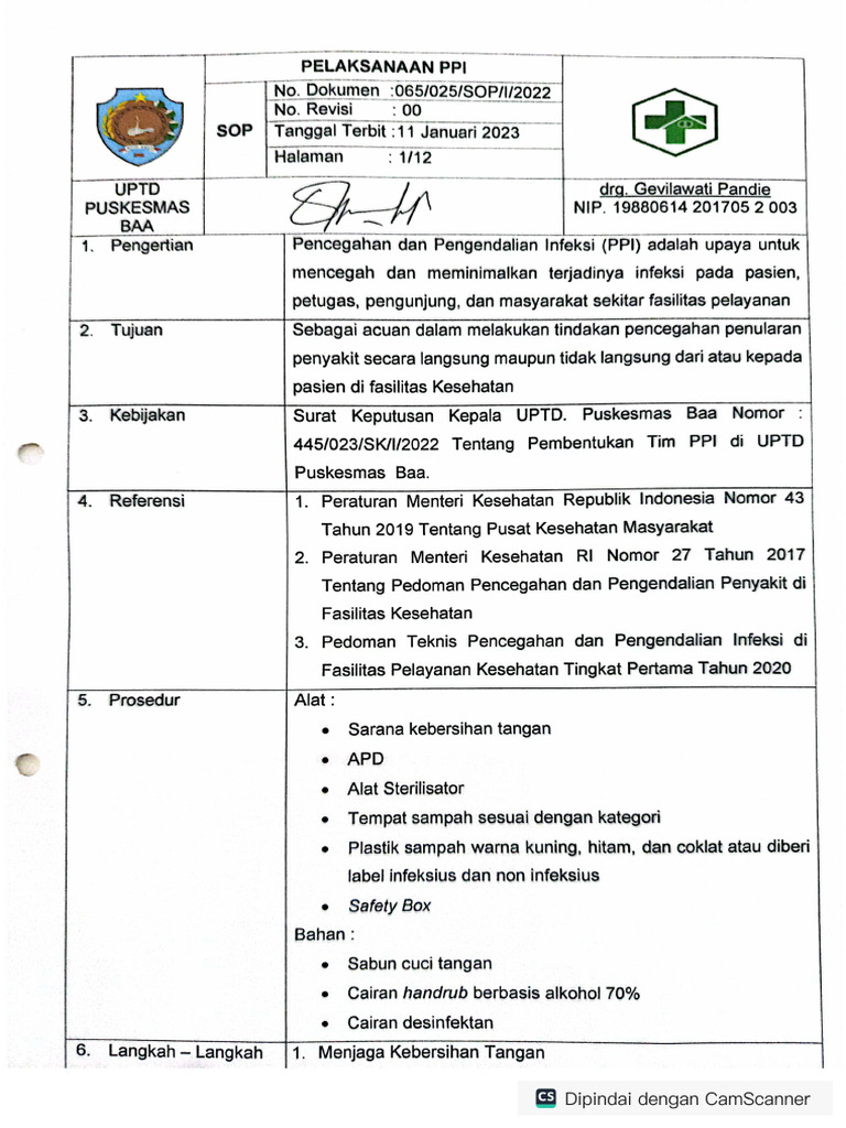 5.5.1.1sop Pelaksanaan Ppi | PDF