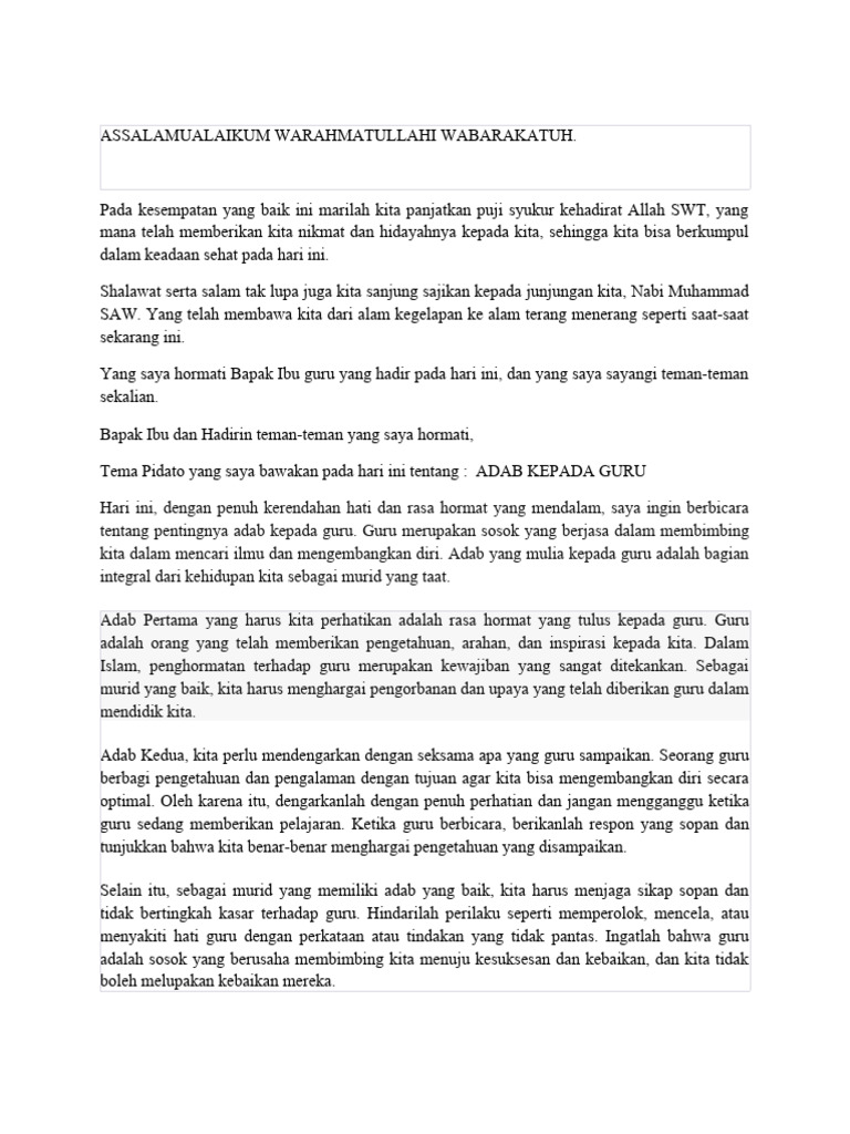 Pidato Adab Kepada Guru | PDF | Karier & Perkembangan