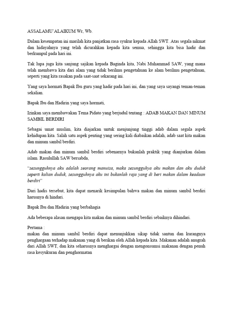 Pidato Adab Makan Dan Minum | PDF