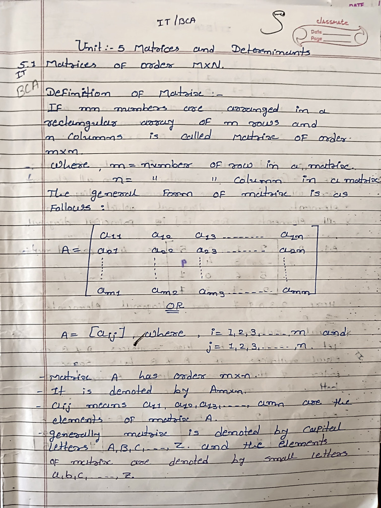 Unit-3 Matrix and Determinants | PDF