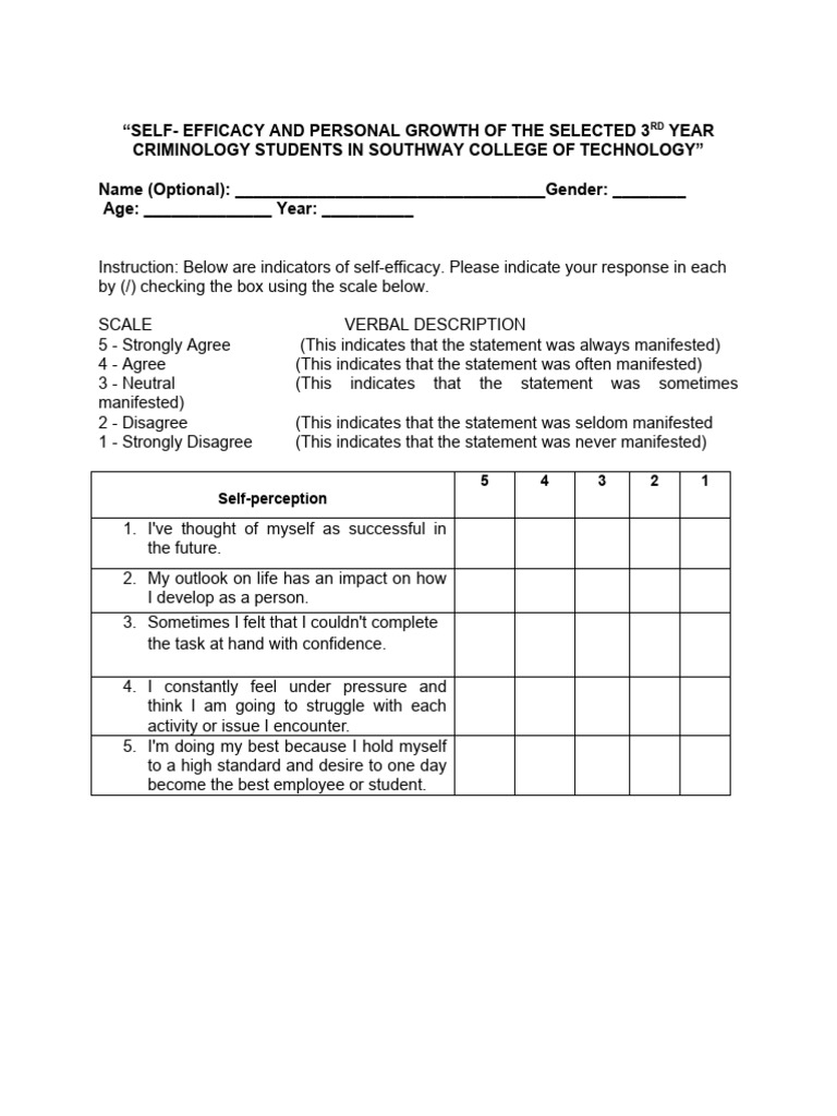 Modified Questionnaire | PDF | Self Awareness | Psychological Theories