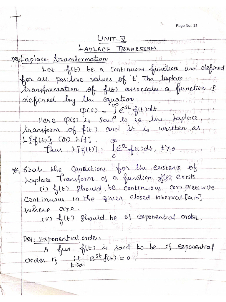 Unit 5 - Laplace Transform | PDF