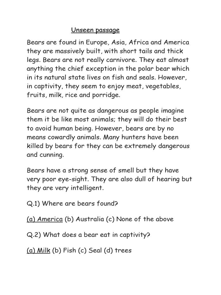 Unseen Passage | PDF