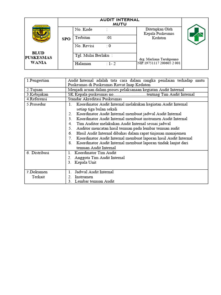 Sop Audit Internal Pdf