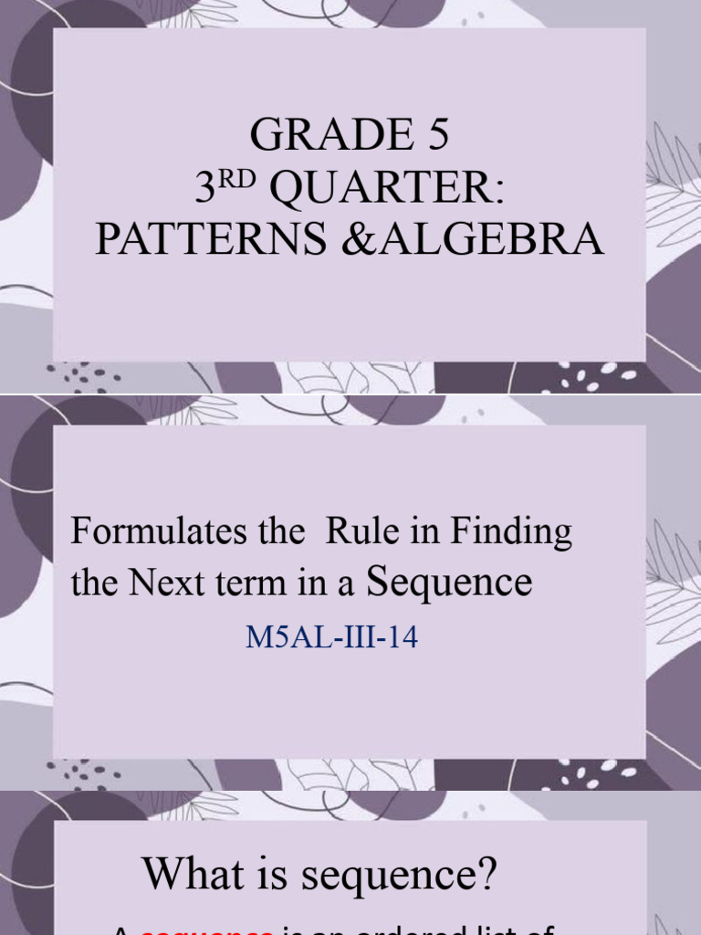 Grade 5 Patterns & Algebra Guide | PDF | Teaching Methods & Materials