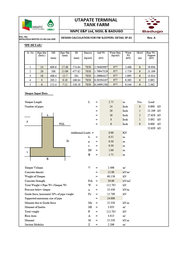 BP - Fire Water Sleeper Calculations | PDF | Structural Engineering ...