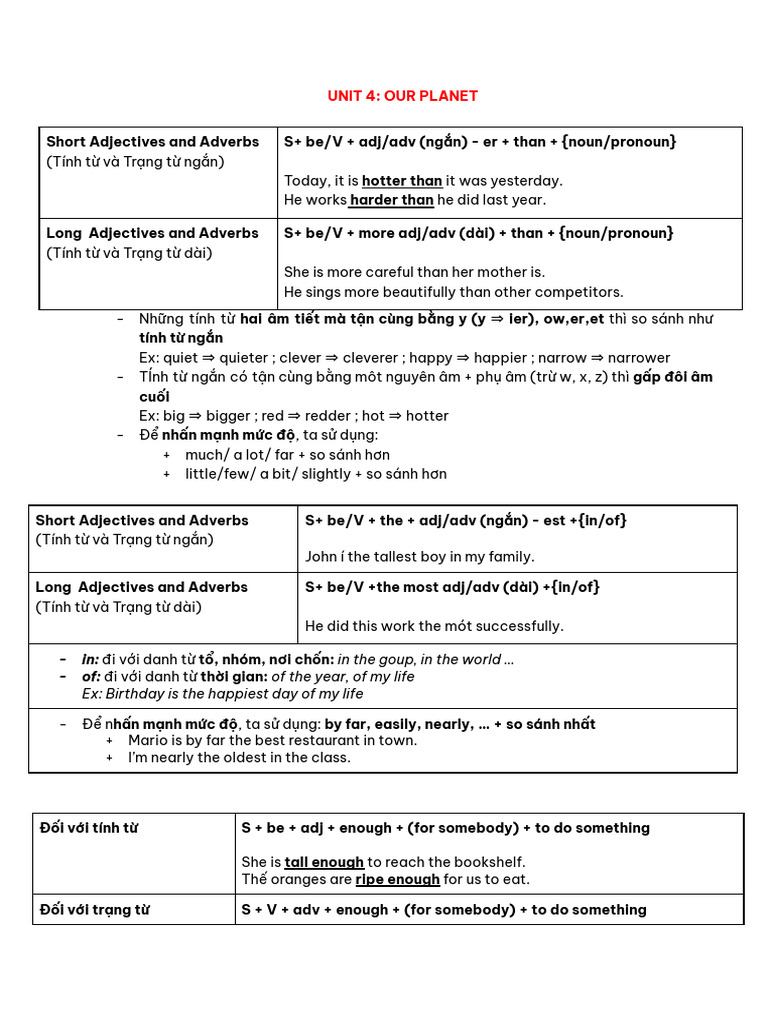 Unit 4 - Our Planet | PDF