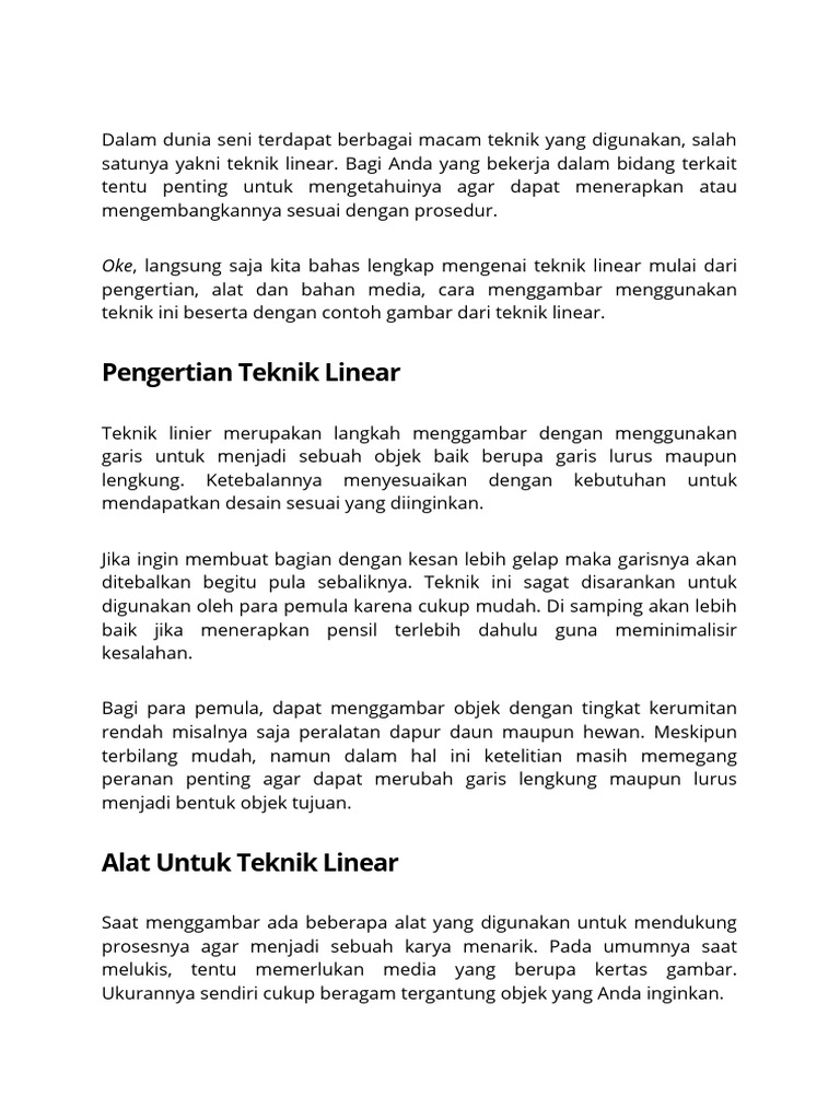 Teknik Linear: Panduan Lengkap Menggambar | PDF | Griya & Taman | Seni
