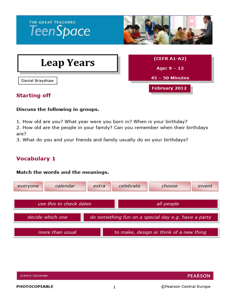 Leap Years Lesson 9 12 | PDF