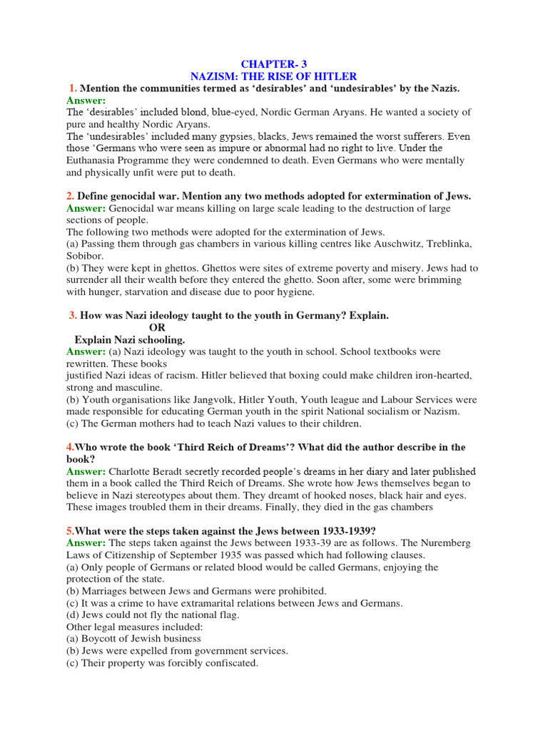 Class 9th, ch-3 History | PDF | Nazi Germany | Adolf Hitler