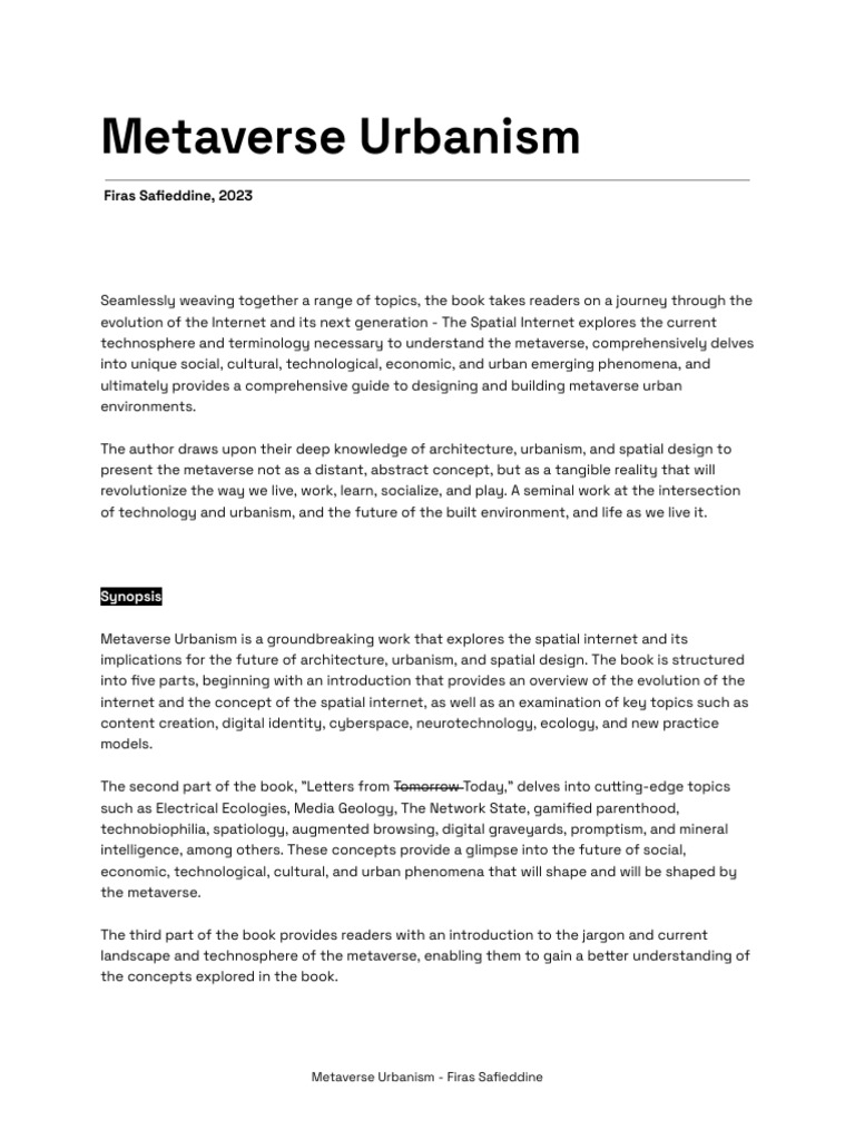 Metaverse Urban Design Guide | PDF | Internet | Cyberspace