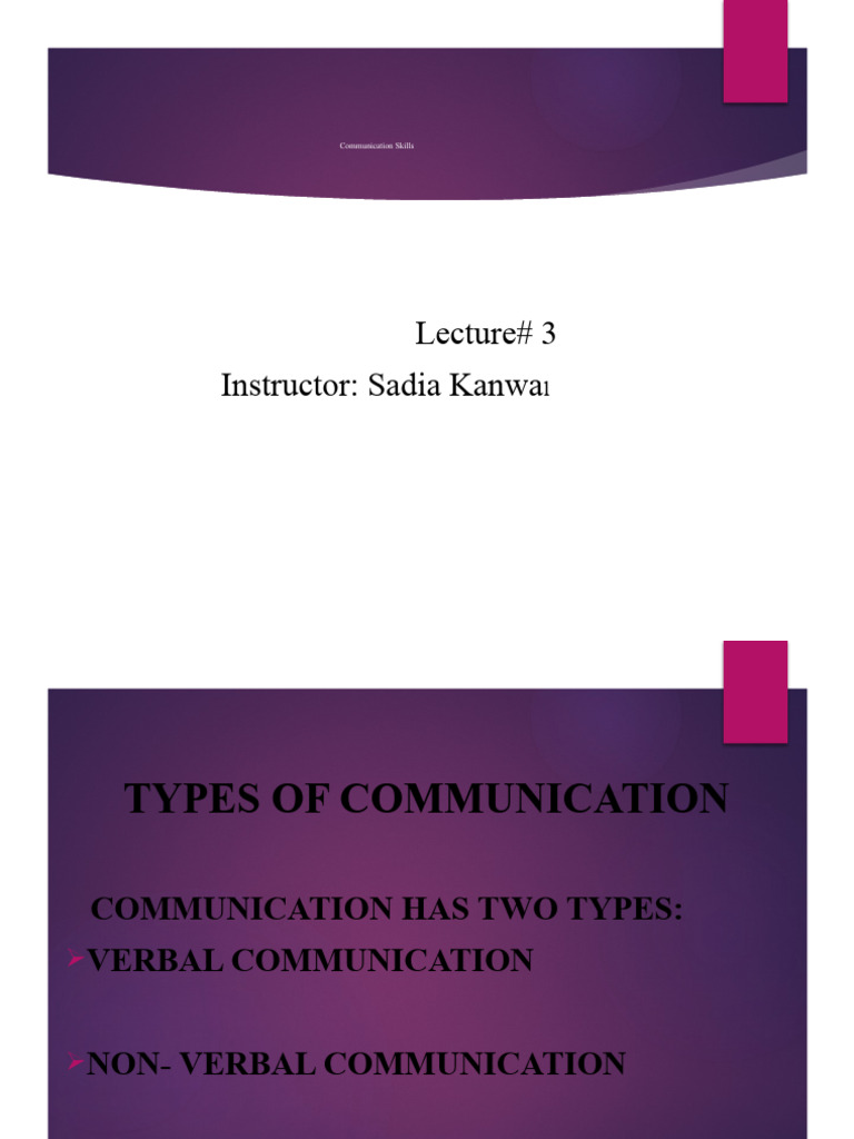 Communication Skills Lecture 3 | PDF | Communication | Nonverbal Communication
