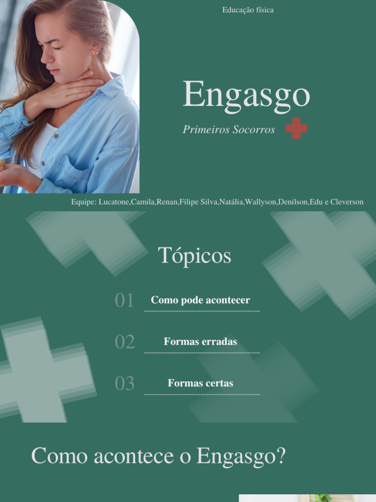 Primeiros Socorros para Engasgo | PDF | Primeiros socorros | Tosse