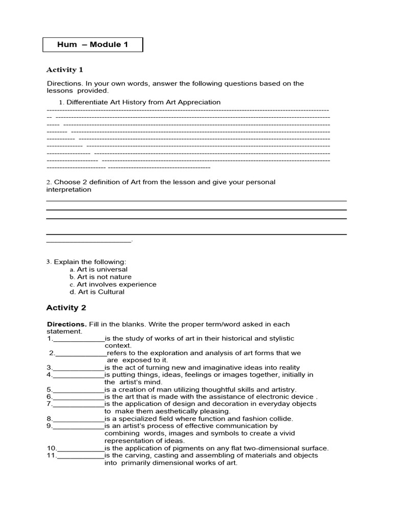 Act Quiz Module 1 Hum1 2023 | PDF | Idea | Cognitive Science